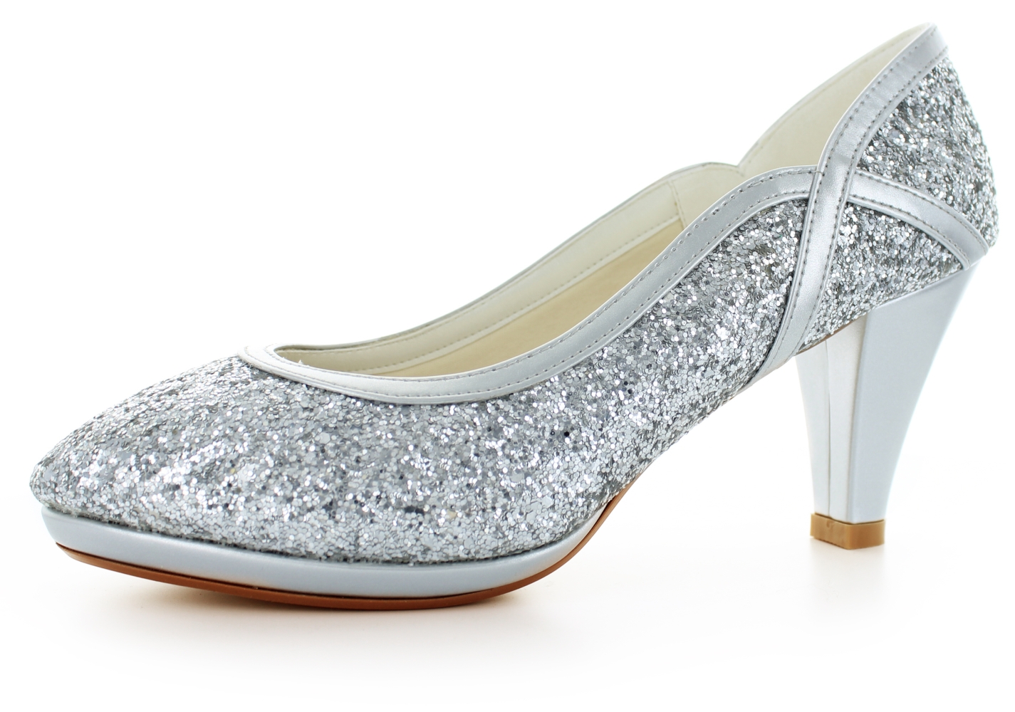 bequeme Glitter Pumps 832 silber | Gautsche